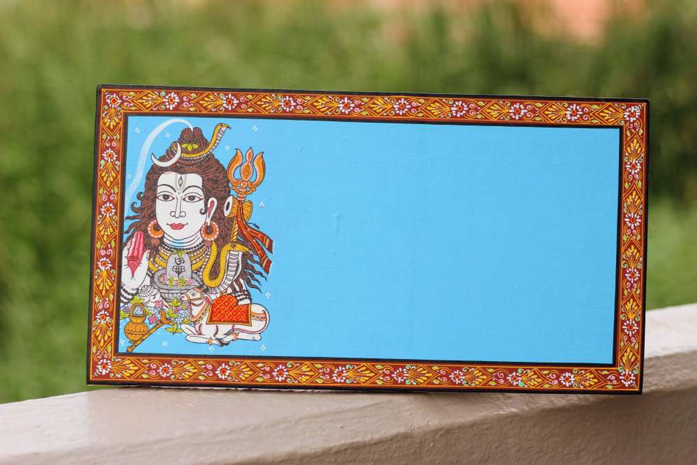 Pattachitra Shiva Border Name Plate | Authentic Odisha Art – Maavni Designs